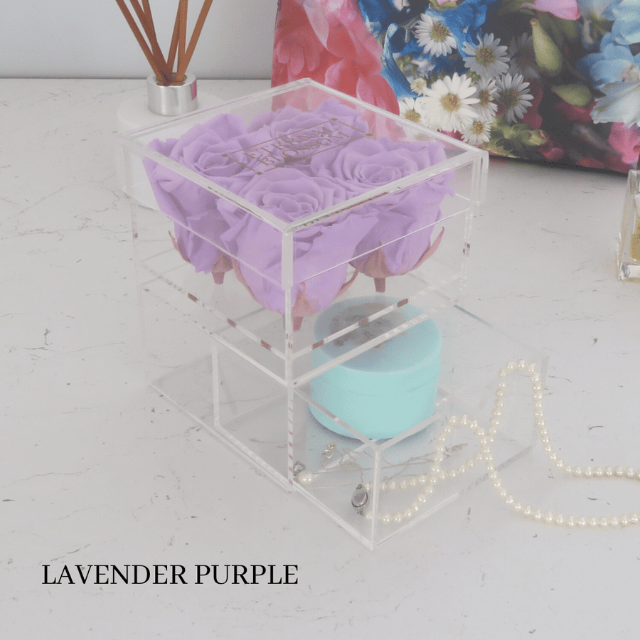 Eternal Blossom | 4 Rose Clear Make Up / Storage Box | Infinity Roses ...