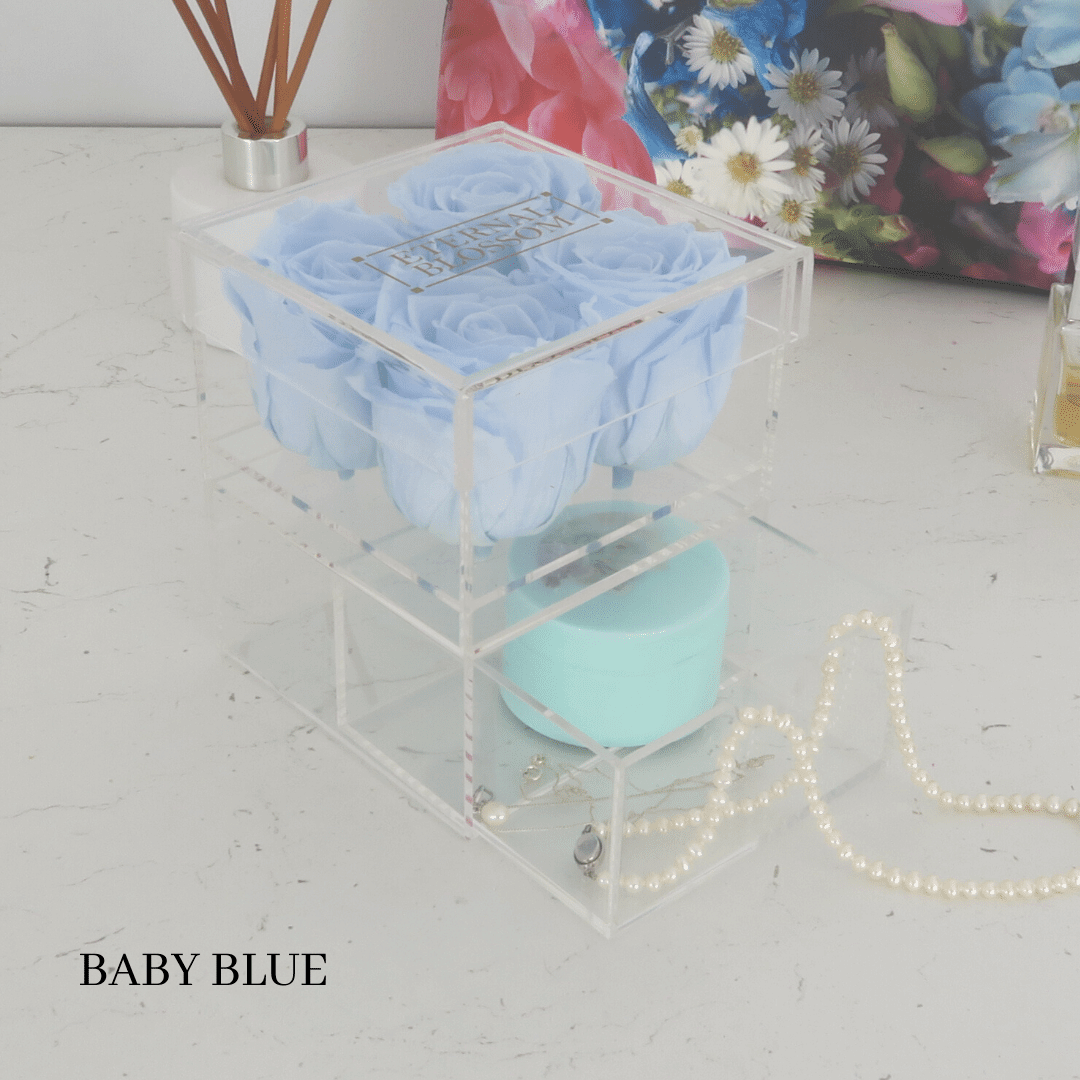 Eternal Blossom | 4 Rose Clear Make Up / Storage Box | Infinity Roses ...