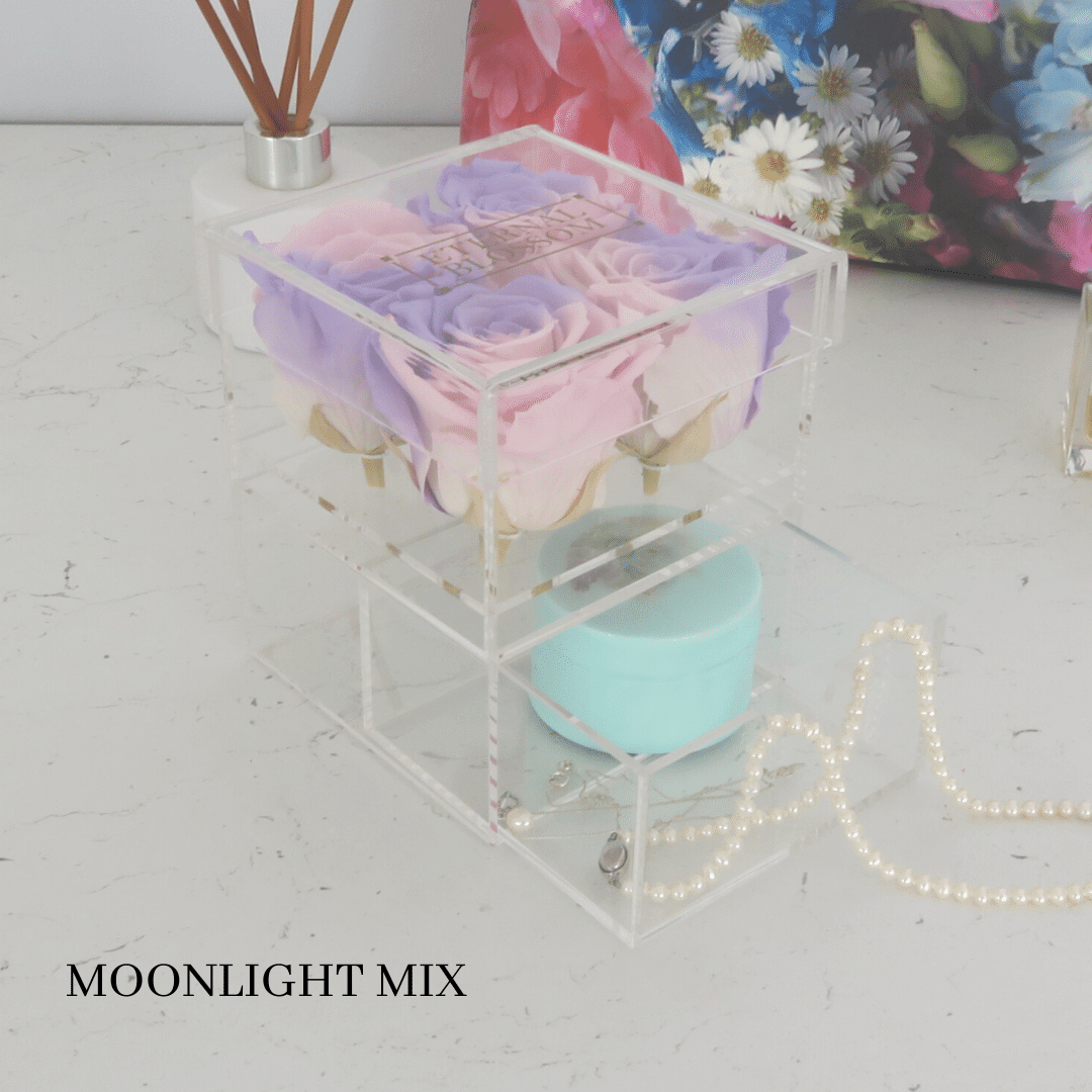 Eternal Blossom | 4 Rose Clear Make Up / Storage Box | Infinity Roses ...