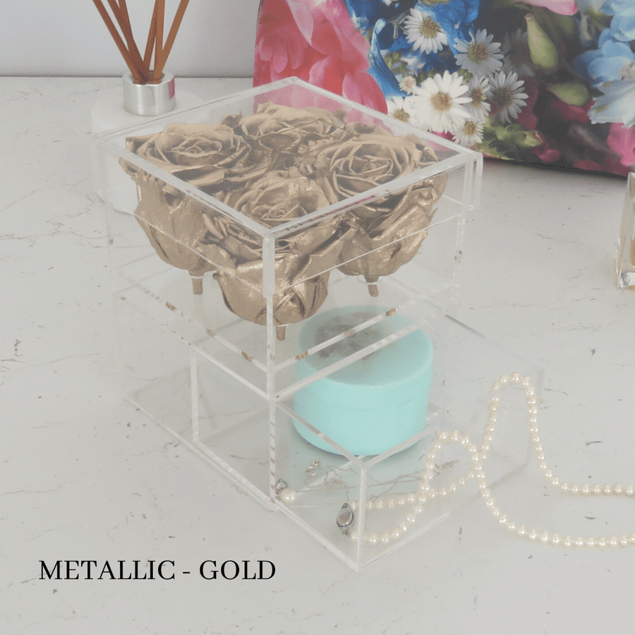 Eternal Blossom | 4 Rose Clear Make Up / Storage Box | Infinity Roses ...