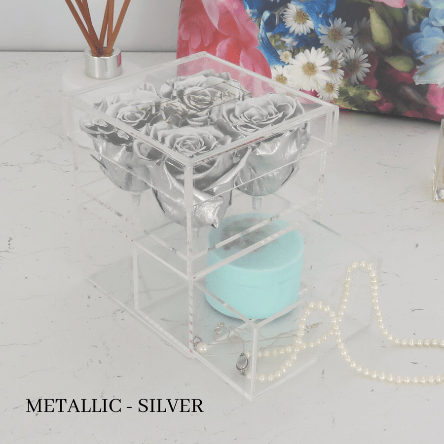 Eternal Blossom | 4 Rose Clear Make Up / Storage Box | Infinity Roses ...