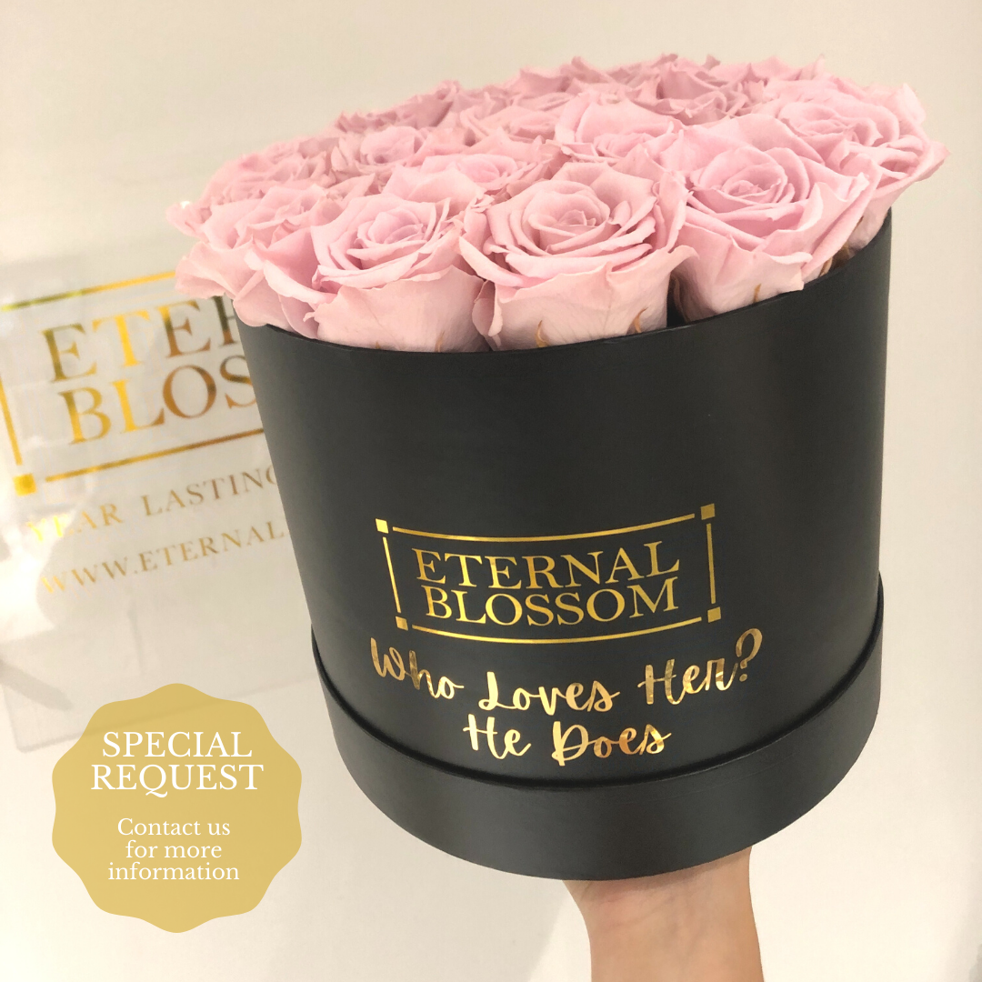 Eternal Blossom | Personalised Large Round Rose Box | Infinity Roses ...