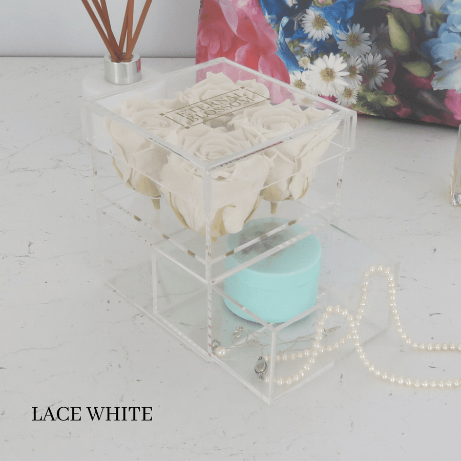 Eternal Blossom | 4 Rose Clear Make Up / Storage Box | Infinity Roses ...