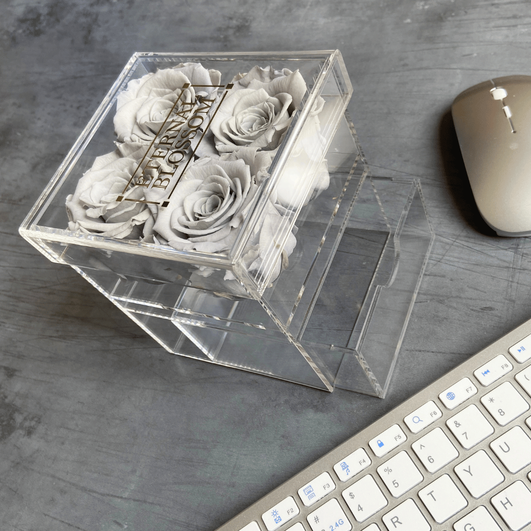 Eternal Blossom | 4 Rose Clear Make Up / Storage Box | Infinity Roses ...
