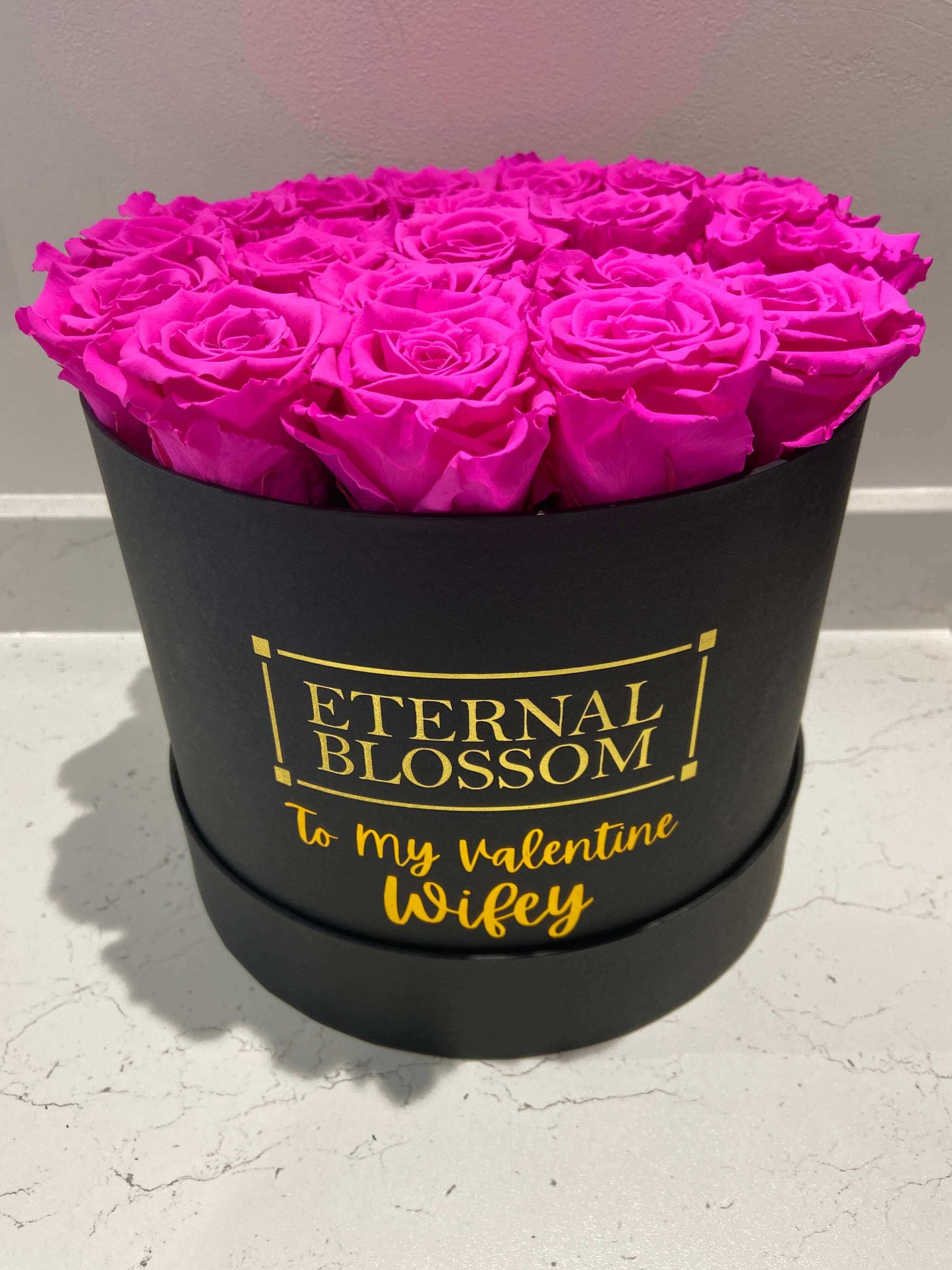 Eternal Blossom | Personalised Large Round Rose Box | Infinity Roses ...