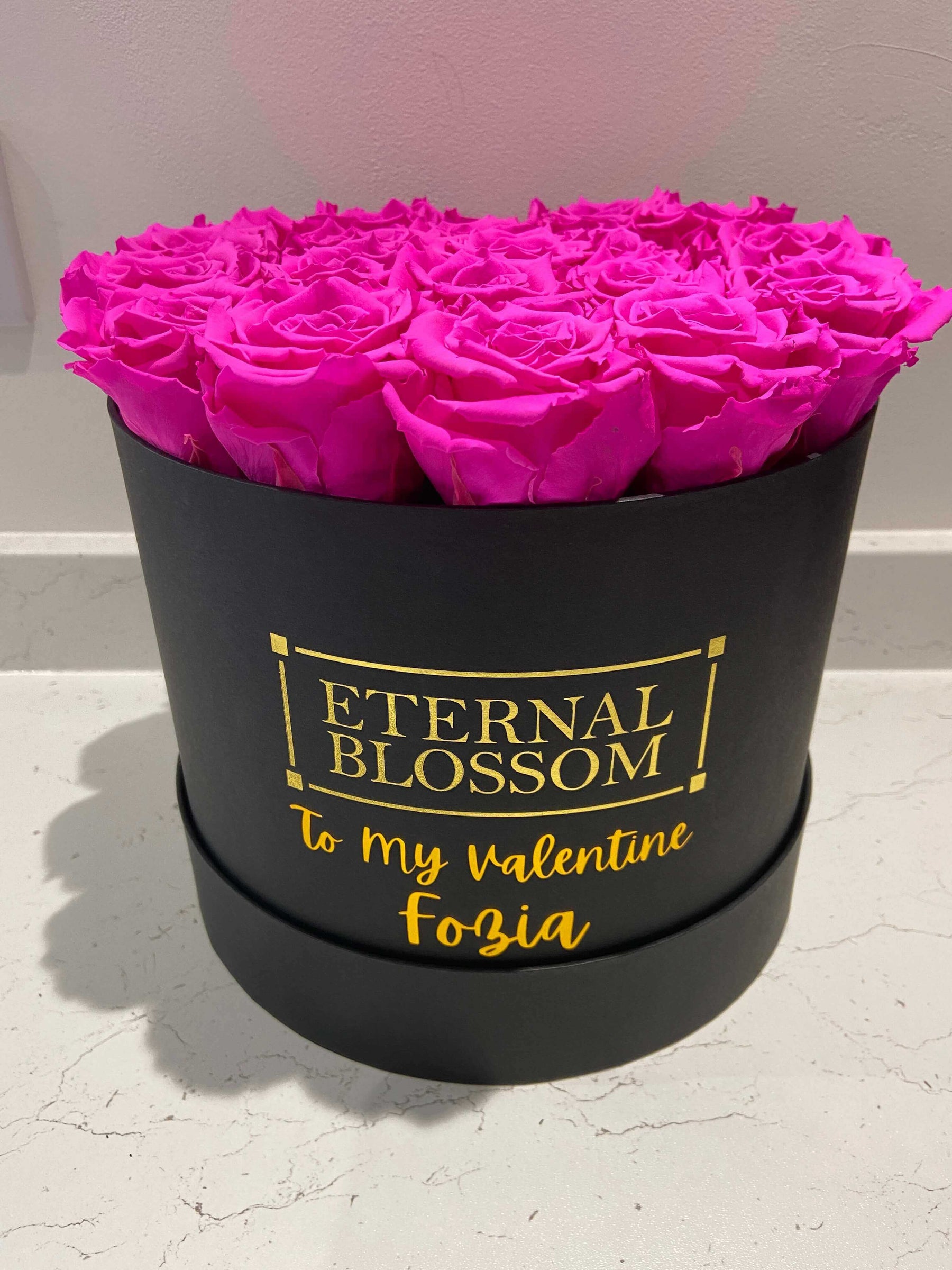Eternal Blossom | Personalised Large Round Rose Box | Infinity Roses ...