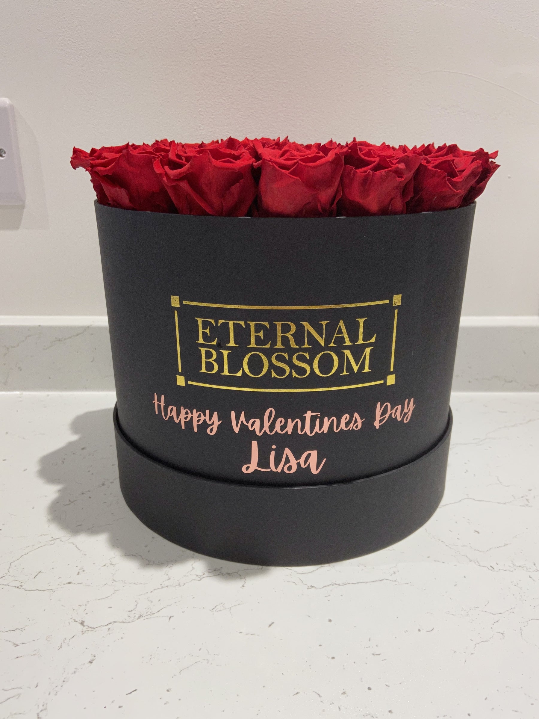 Eternal Blossom | Personalised Large Round Rose Box | Infinity Roses ...